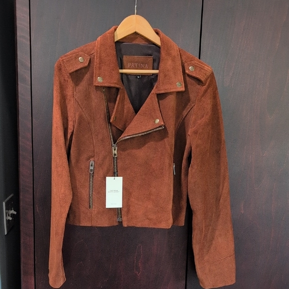 Patina | Jackets & Coats | Patina Nova Suede Moto Jacket Umber Large ...
